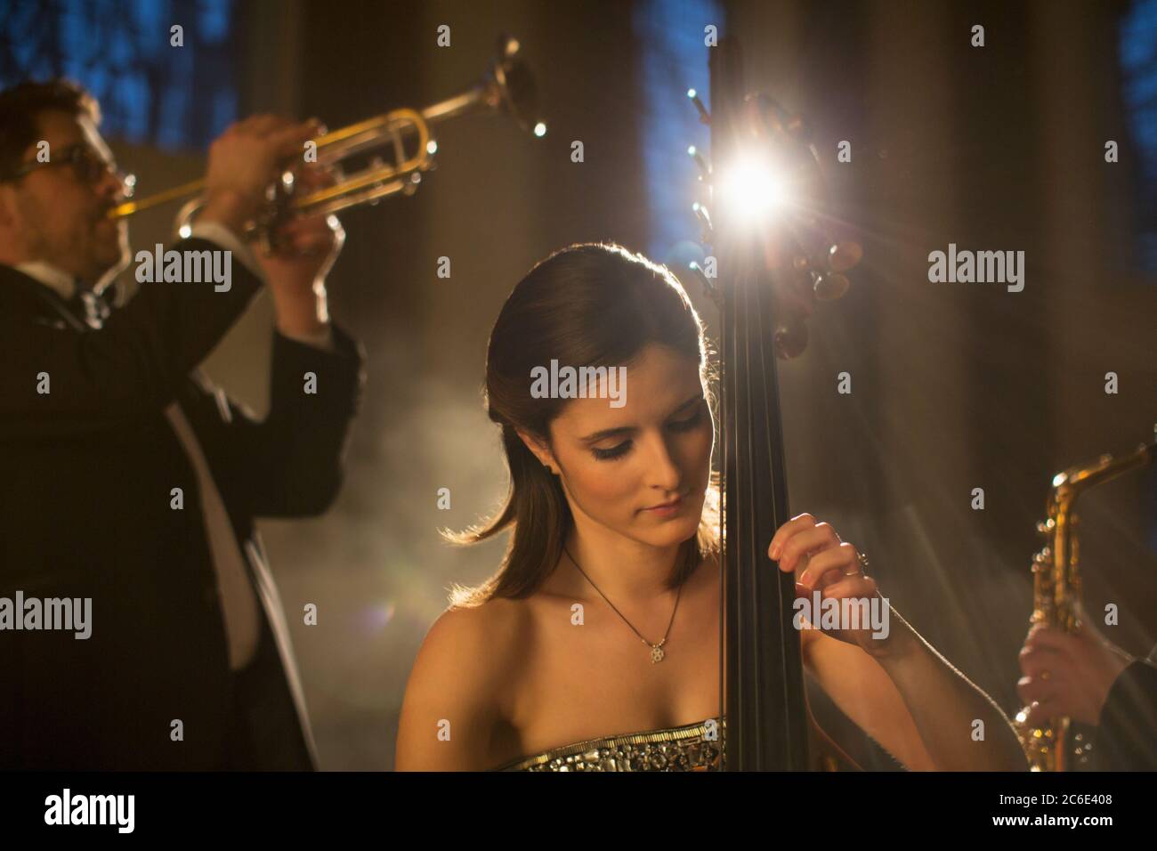 Double bassist performing Stock Photo - Alamy