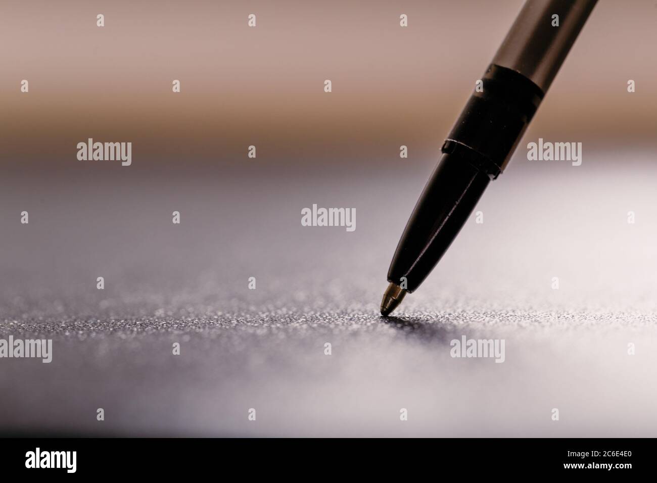 automatic plastic ballpoint pen with clipping path on black background ...