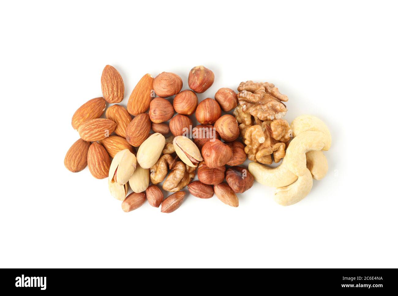 Different tasty nuts isolated on white background. Vitamin food Stock ...