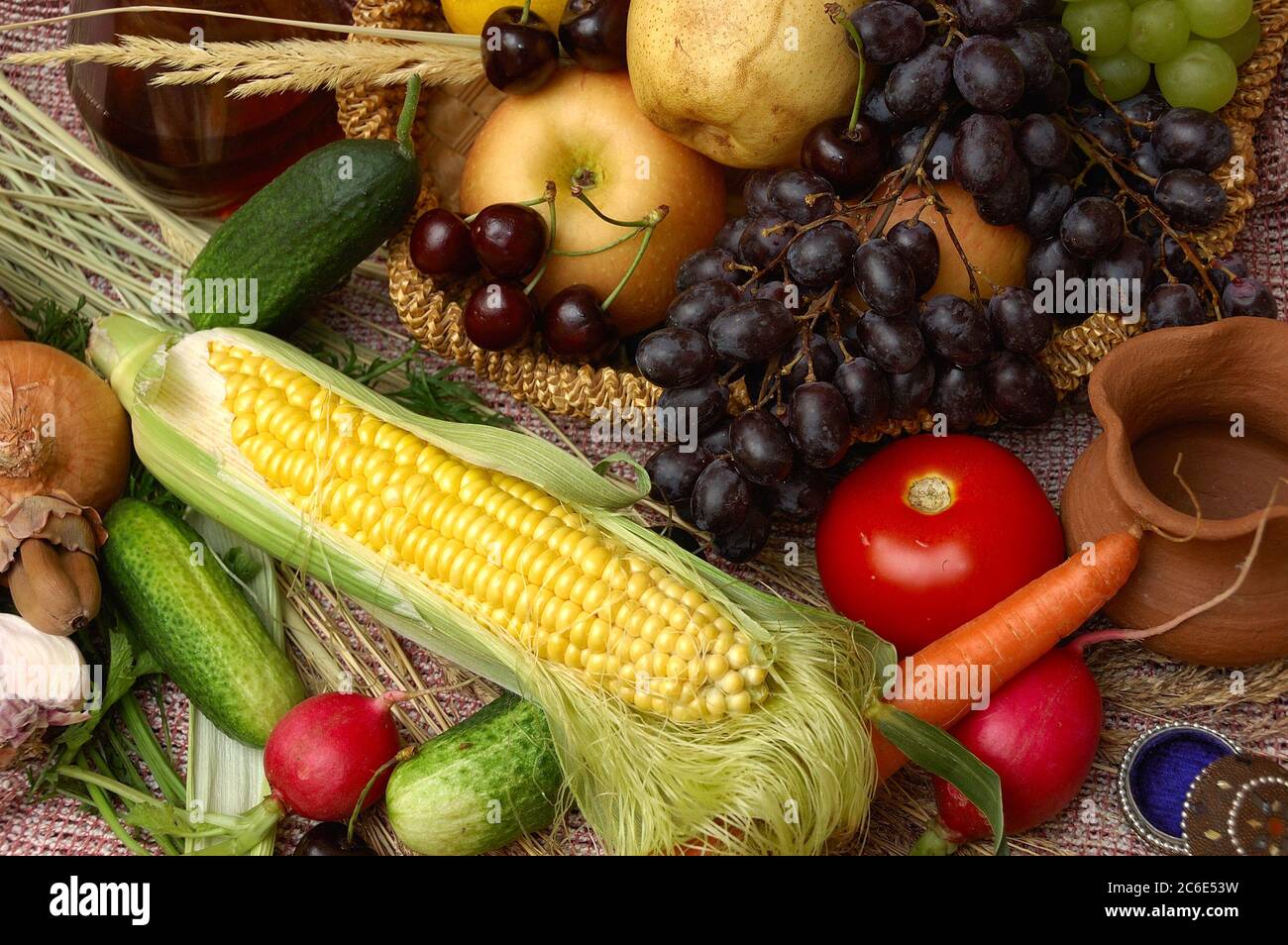 Still life with farm products Stock Photo - Alamy