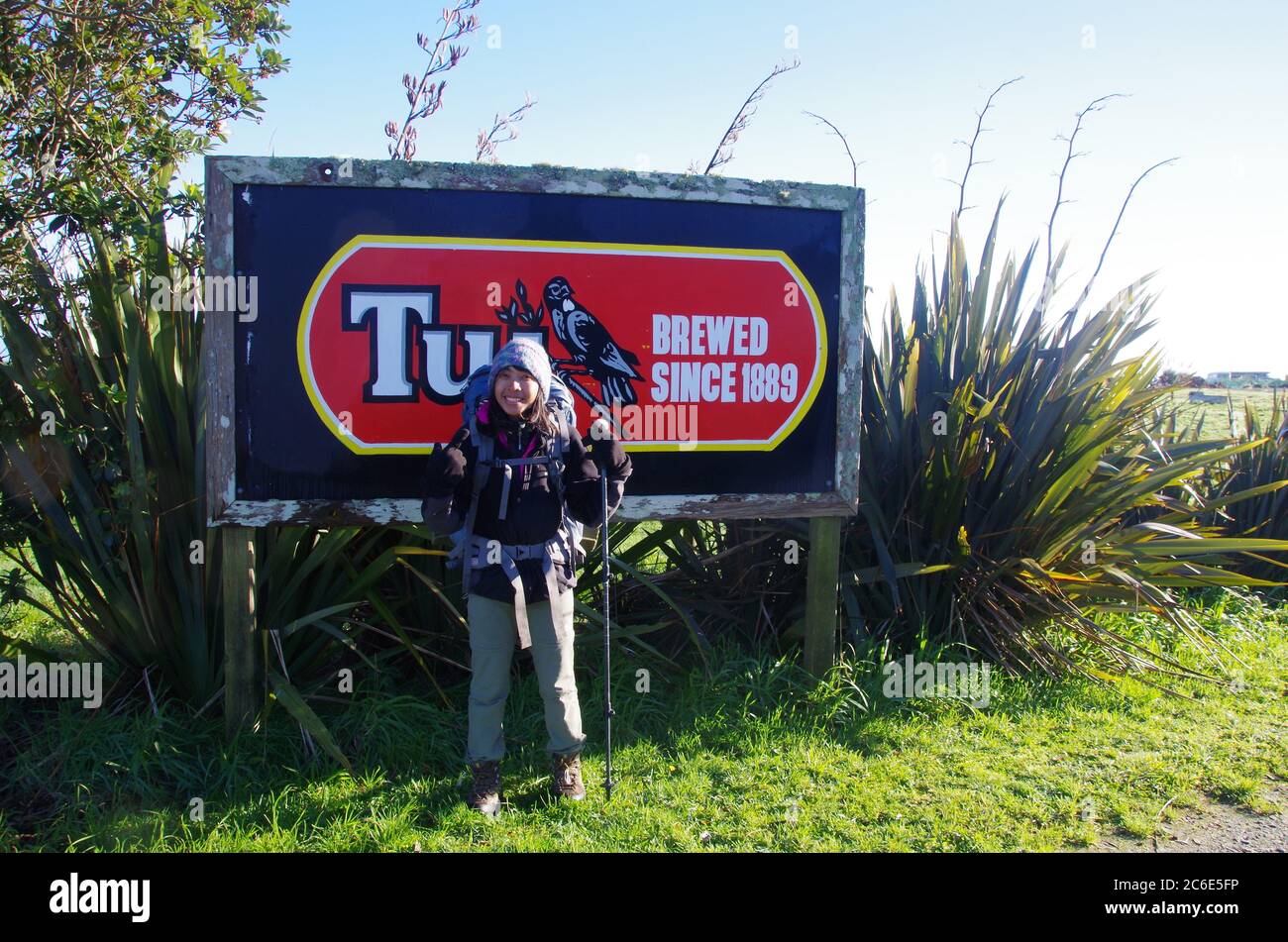 Female thai backpacker. Alternative Te Araroa Trail route. Little ...