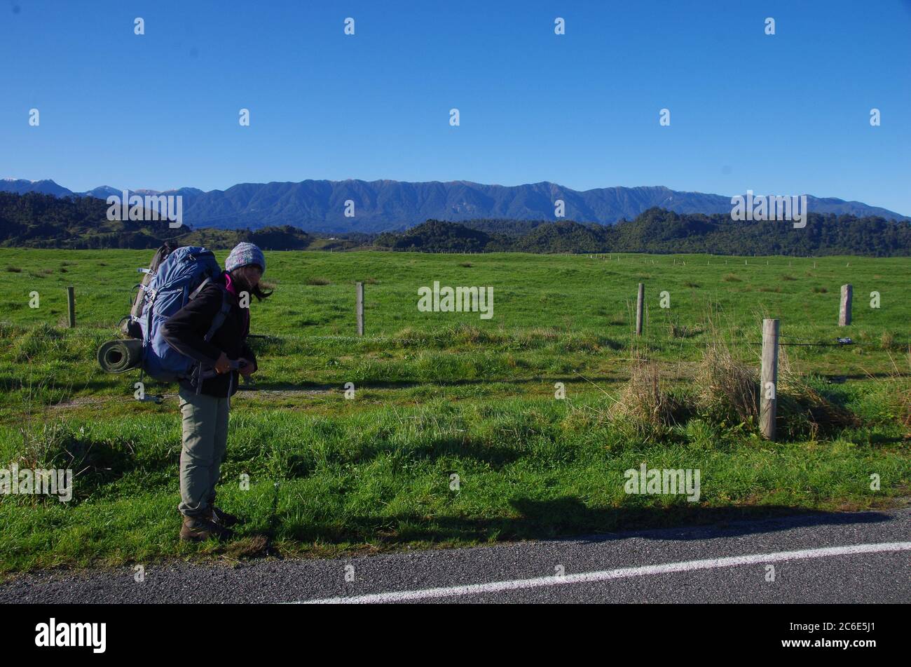 thai female backpacker. Alternative Te Araroa Trail route. Karamea ...