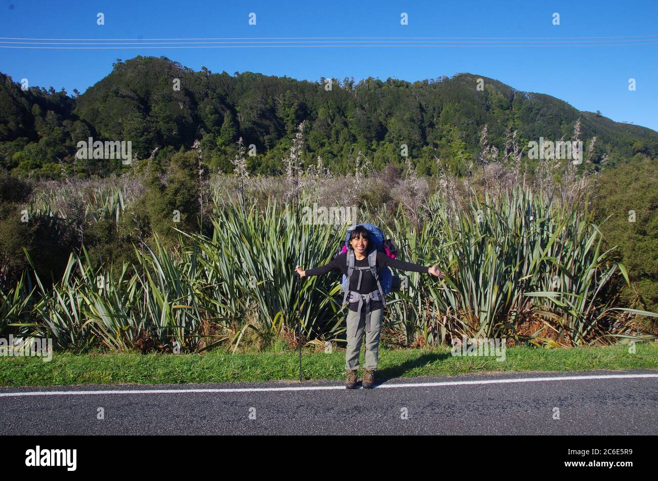 thai female backpacker. Alternative Te Araroa Trail route. Karamea ...