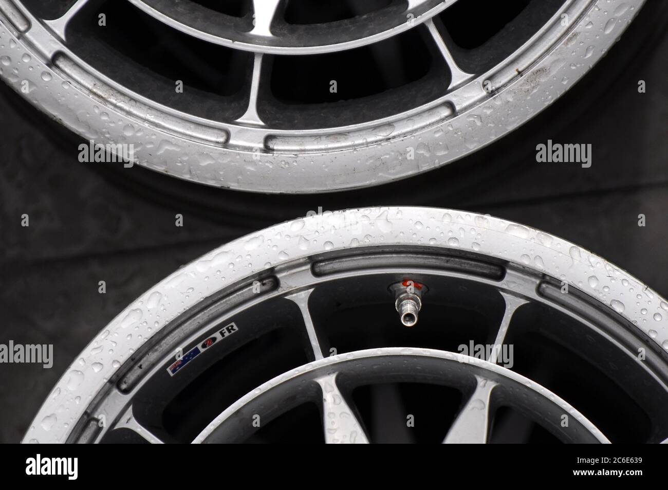 MUGELLO, ITALY - MAY 2012: detail of alloy wheels of Formula 1 cars ...