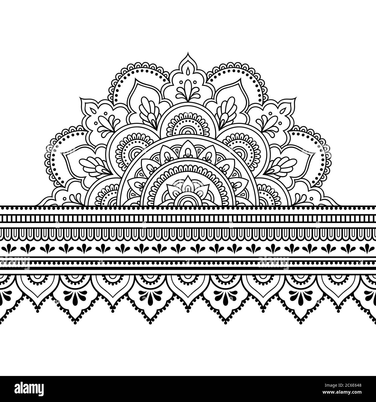 Seamless borders with mandala for design, application of henna, Mehndi ...