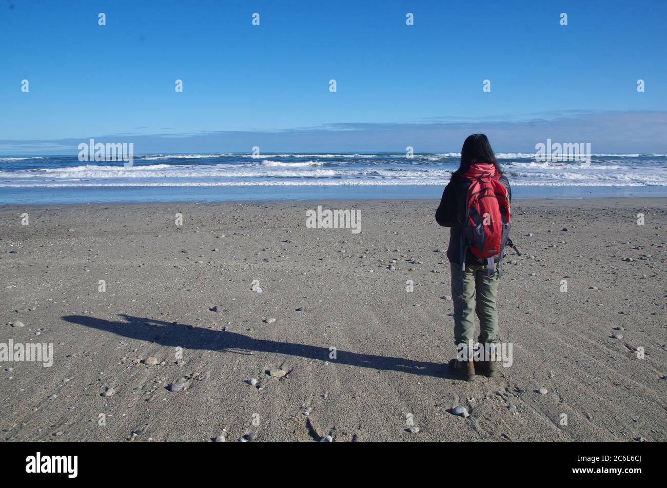 thai female backpacker. Beach. Alternative Te Araroa Trail route ...