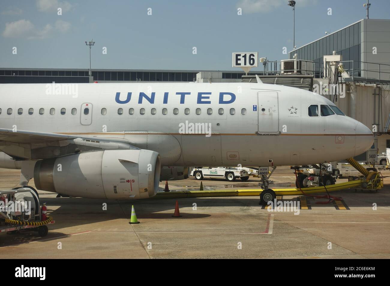 HOUSTON, TX -4 JUL 2020- View of an Airbus A319 airplane from United ...