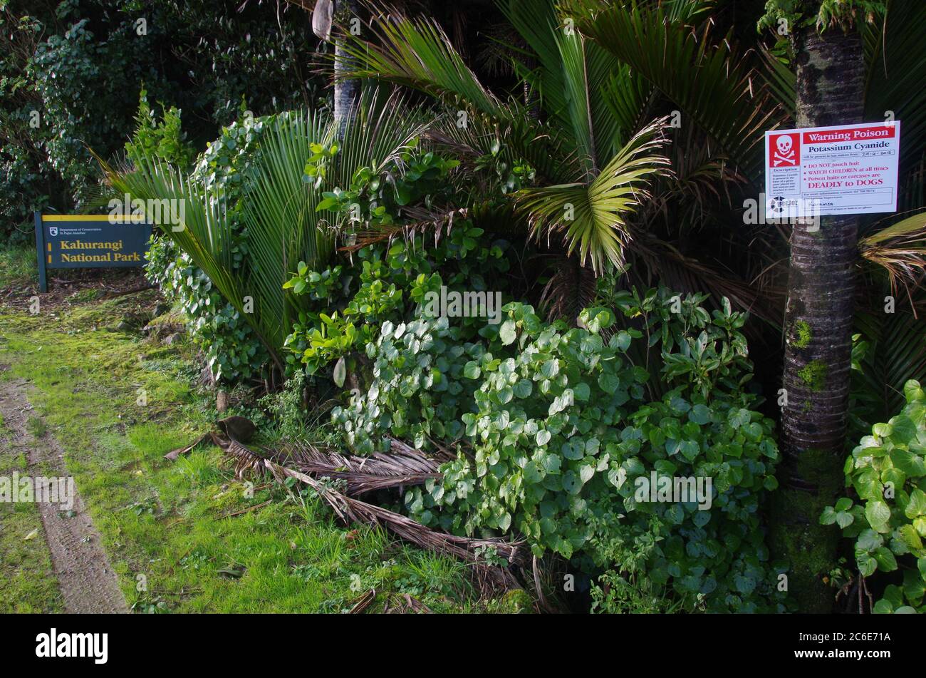 Warning 1080 poison sign. Heaphy track Great Walks. Alternative Te ...