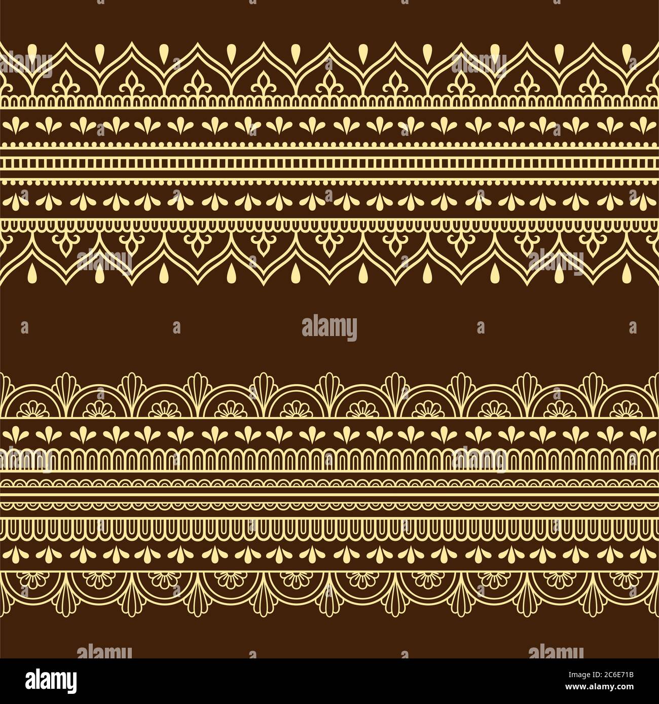 Set of seamless borders for design, application of henna, Mehndi and ...