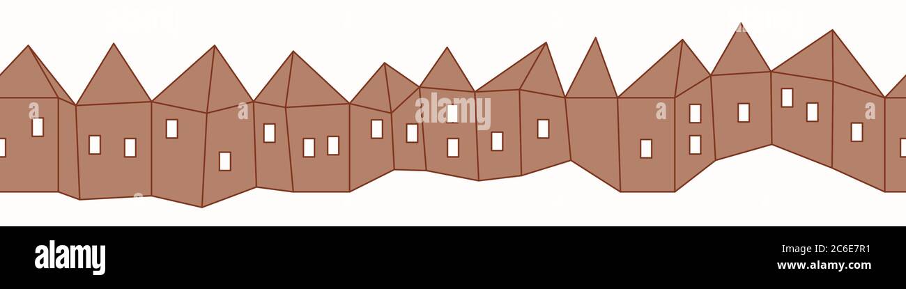 paper cut cardboard houses vector border print Stock Vector Image & Art ...