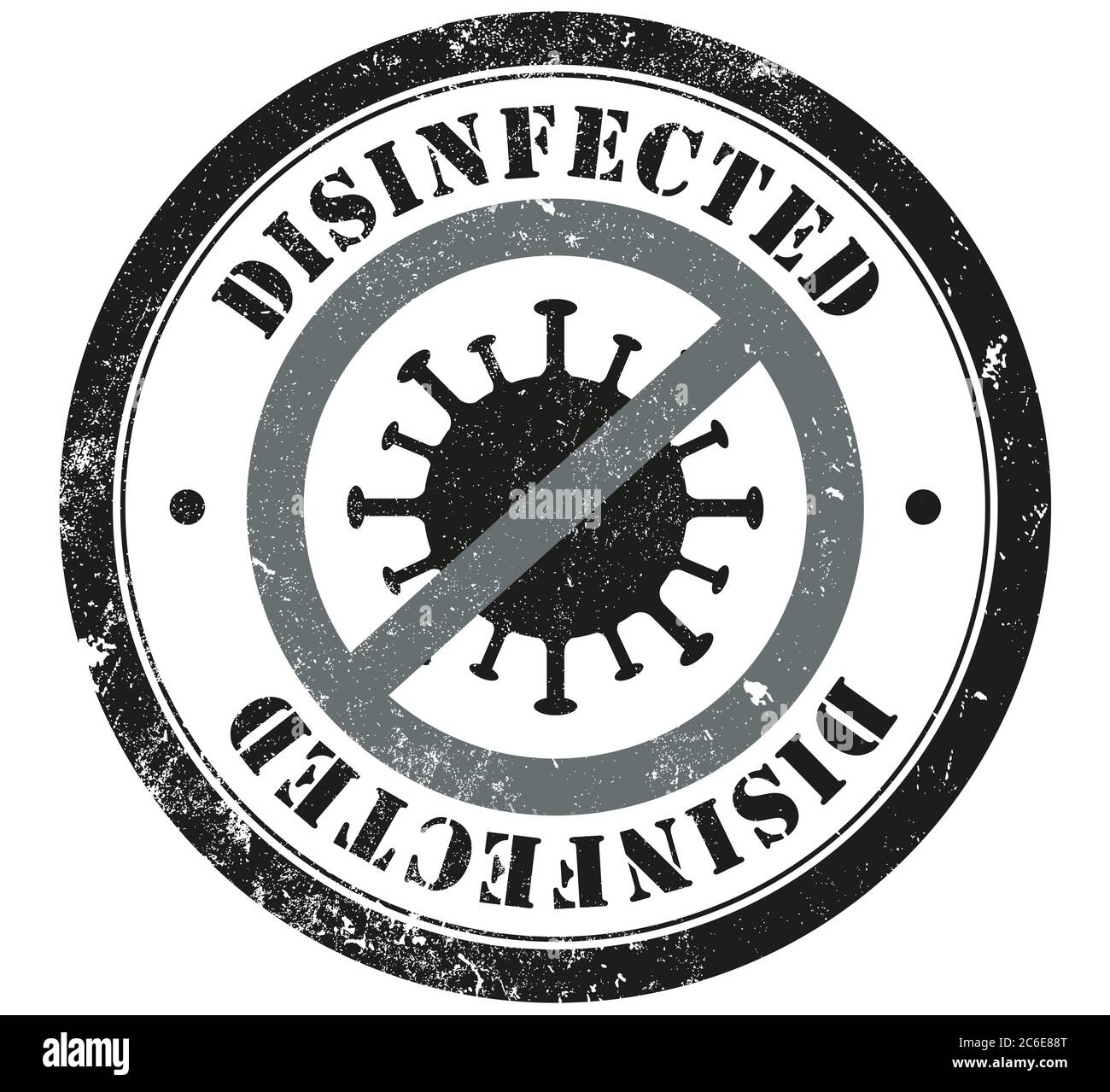 Disinfected grunge stamp, in english language Stock Photo - Alamy