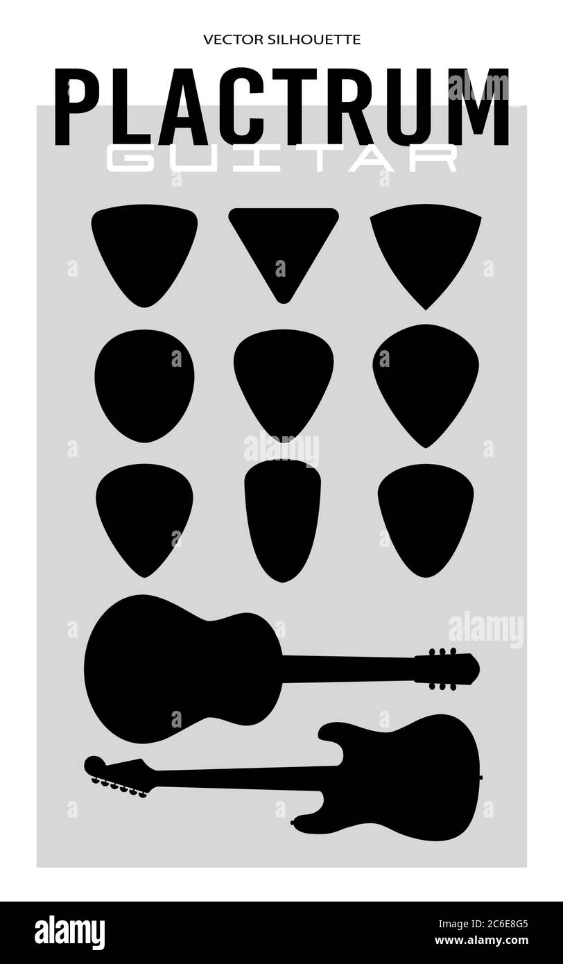 Plectrum pick guitar set silhouette in vector format Stock Vector Image ...