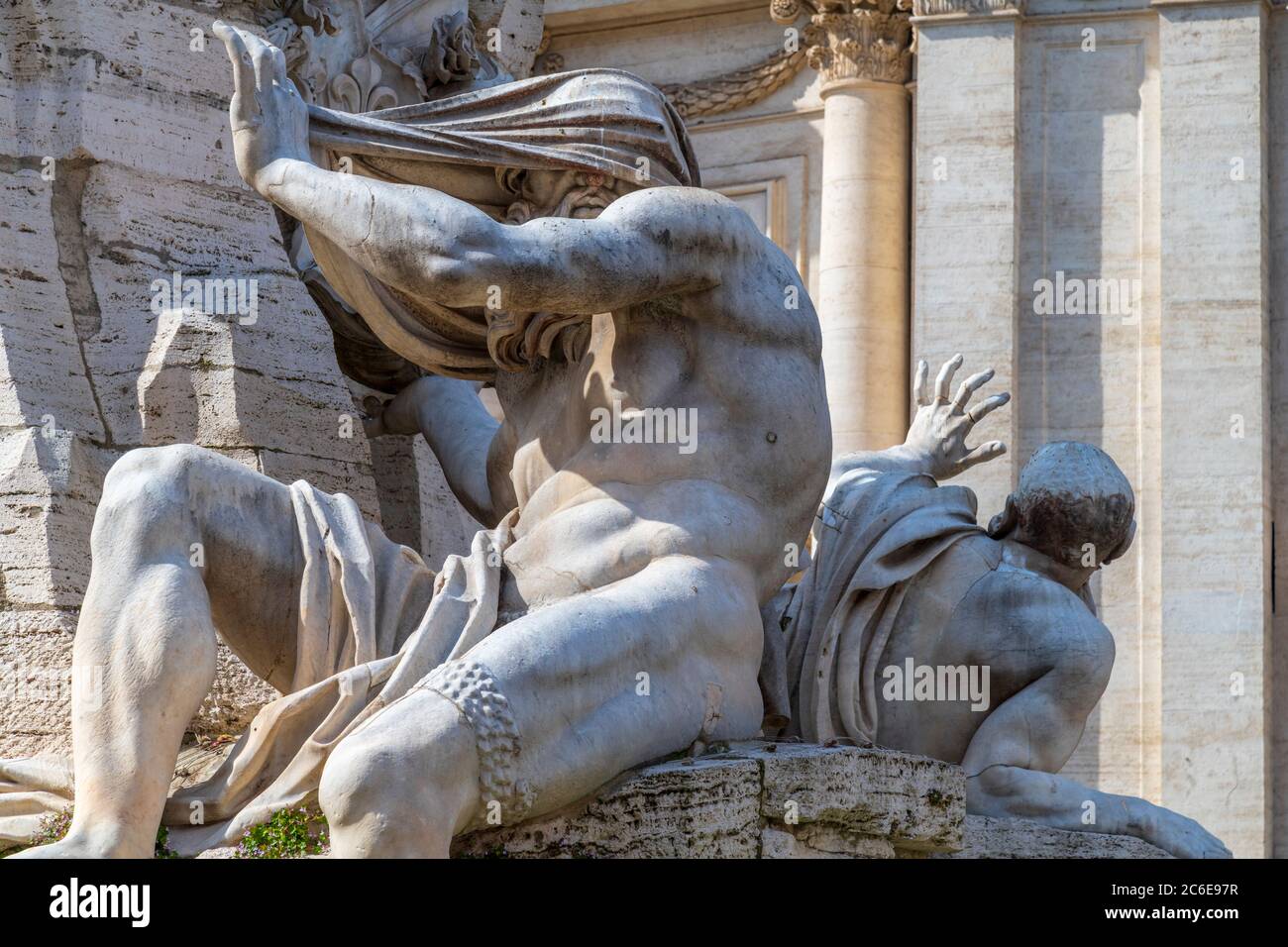 Italy, Lazio, Rome, Ponte, Piazza Navona, Fontana dei Quattro Fiumi ...
