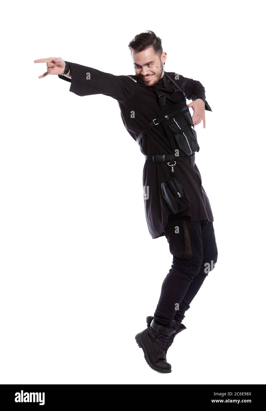 Young people isolated on white background having funny poses Stock ...