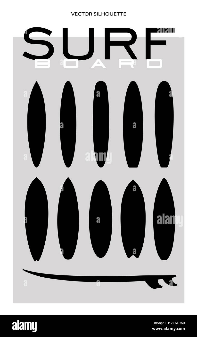 Surf board vector set silhouette in vector format Stock Vector Image ...