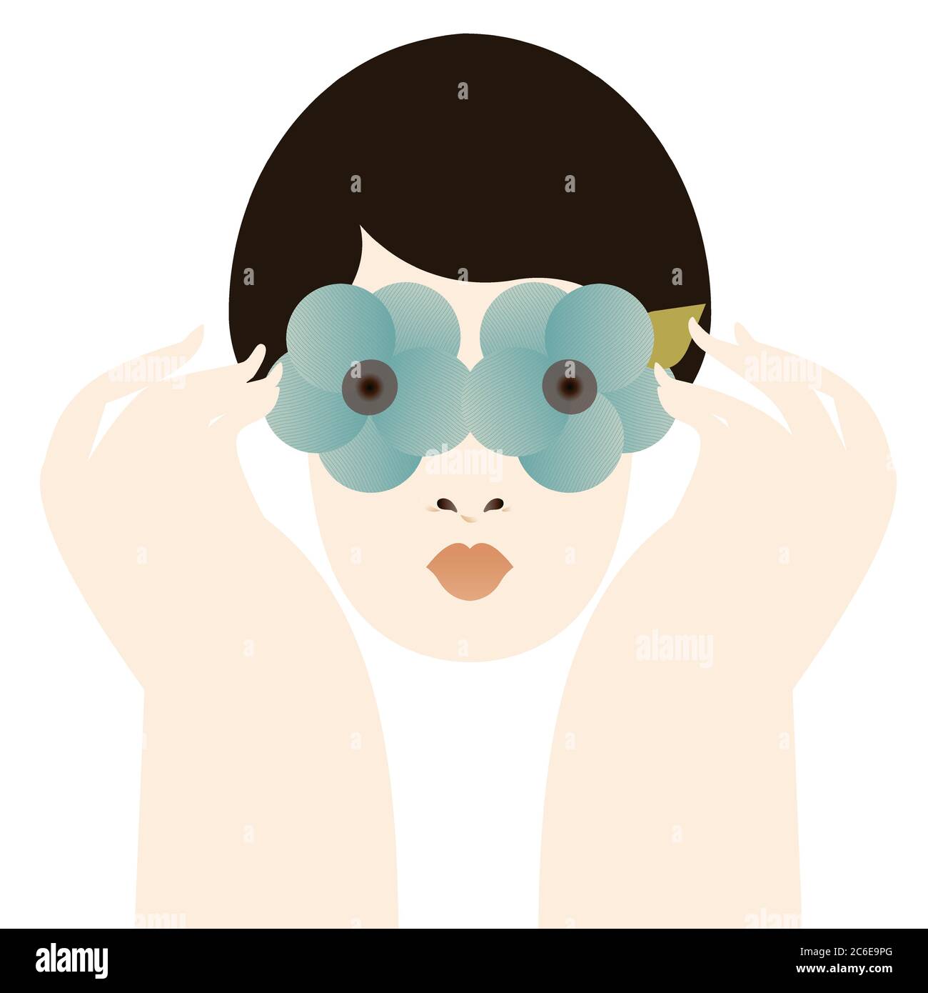 Decorative portrait with flowers and leaves. Vector illustration design ...