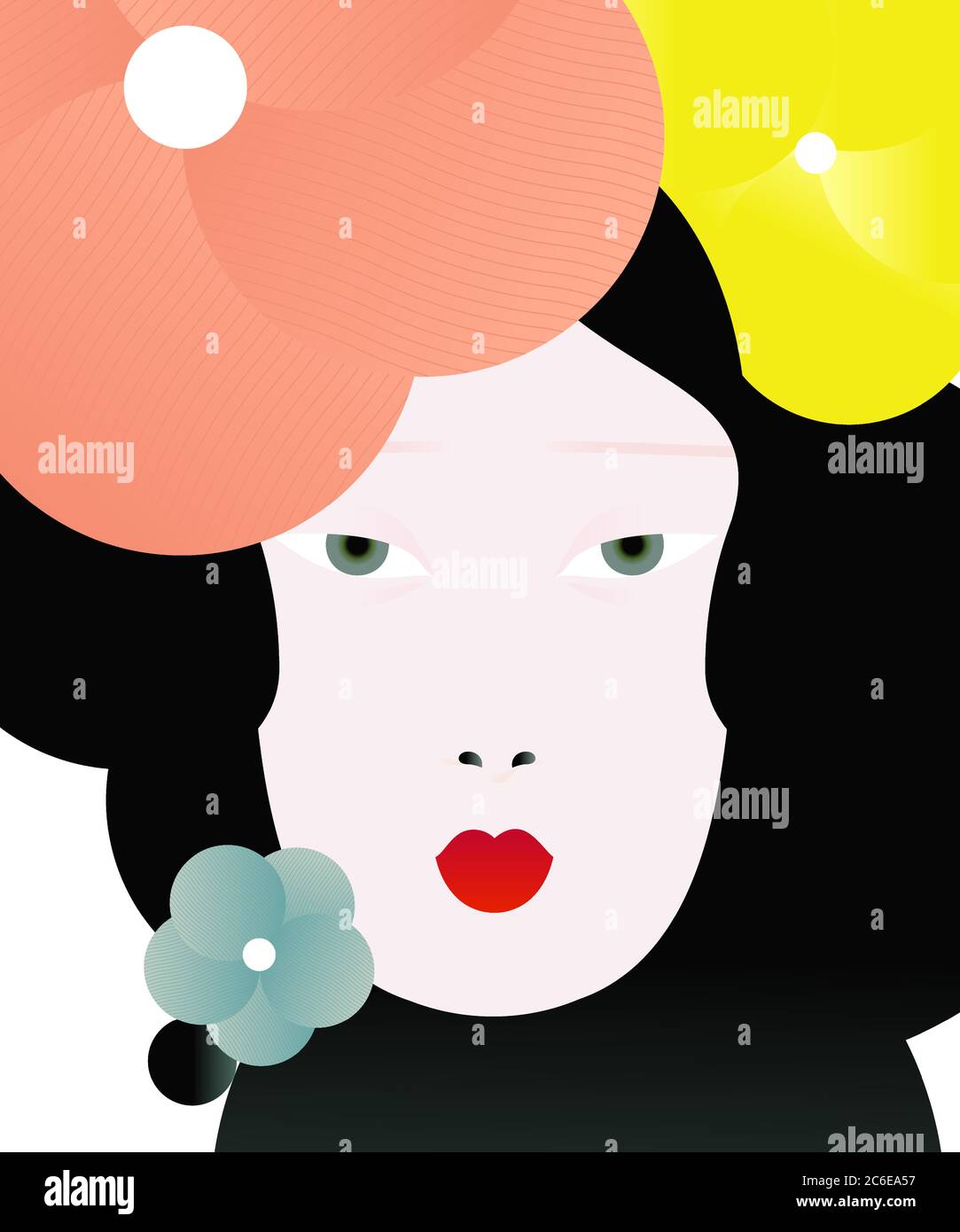 Decorative portrait with flowers and leaves. Vector illustration design ...