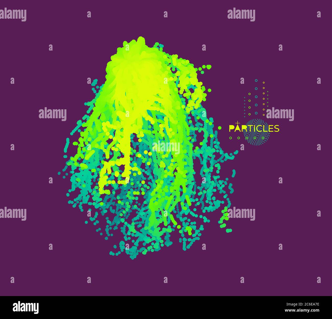 Array with dynamic particles. Vector sound wave. 3d technology style. Abstract background ...