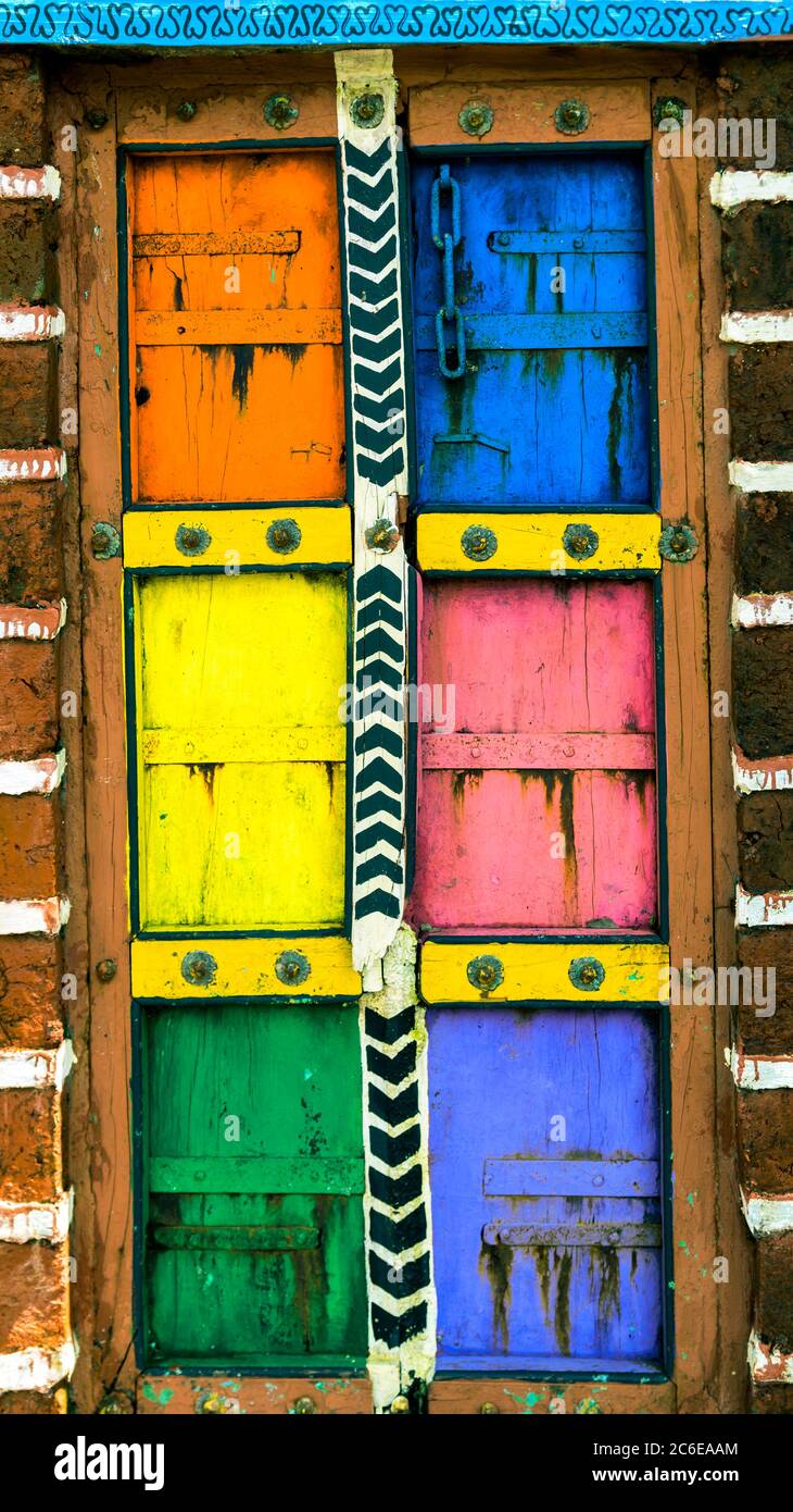 Colorful, traditional, Vintage style hand crafted Bullock cart in the ...