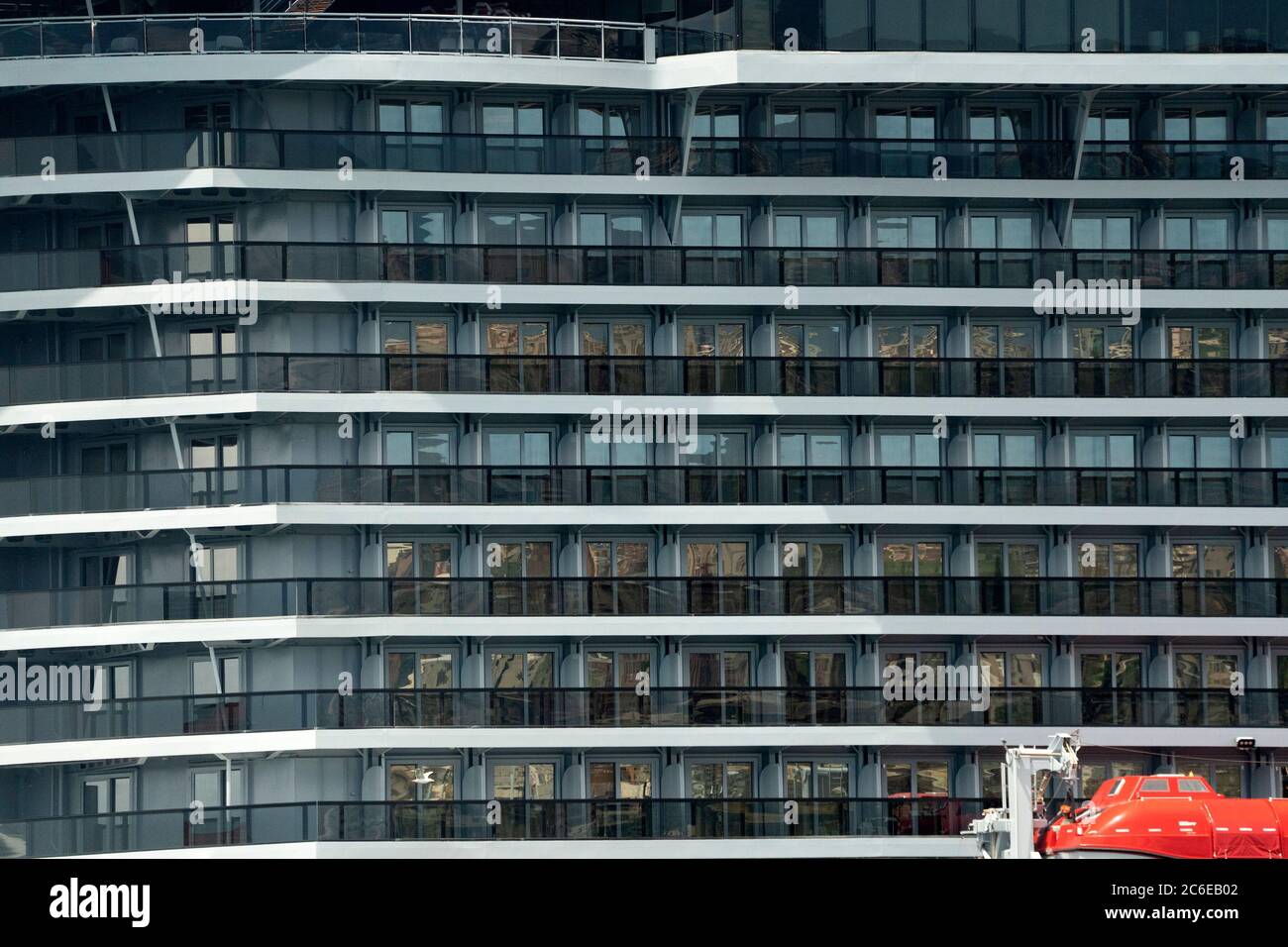 luxury cruise ship cabin windows balcony detail Stock Photo - Alamy