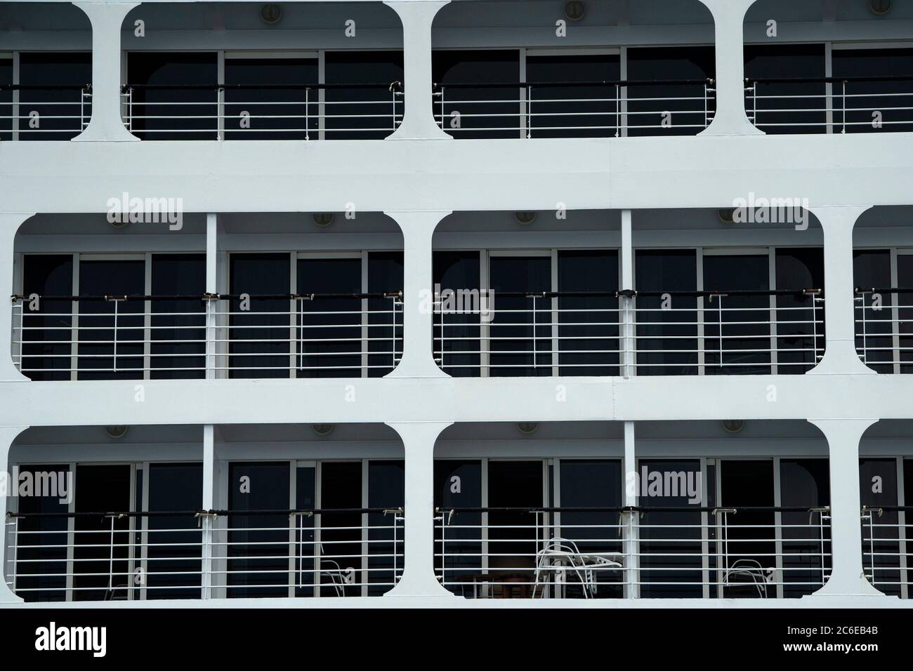 luxury cruise ship cabin windows balcony detail Stock Photo - Alamy