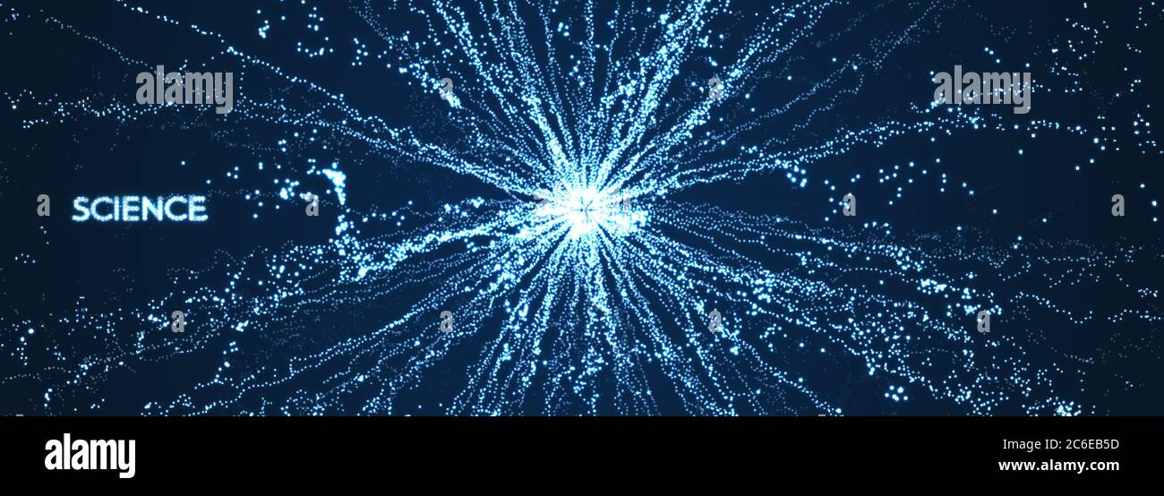 Abstract science or technology background. Array with dynamic particles. Vector illustration ...