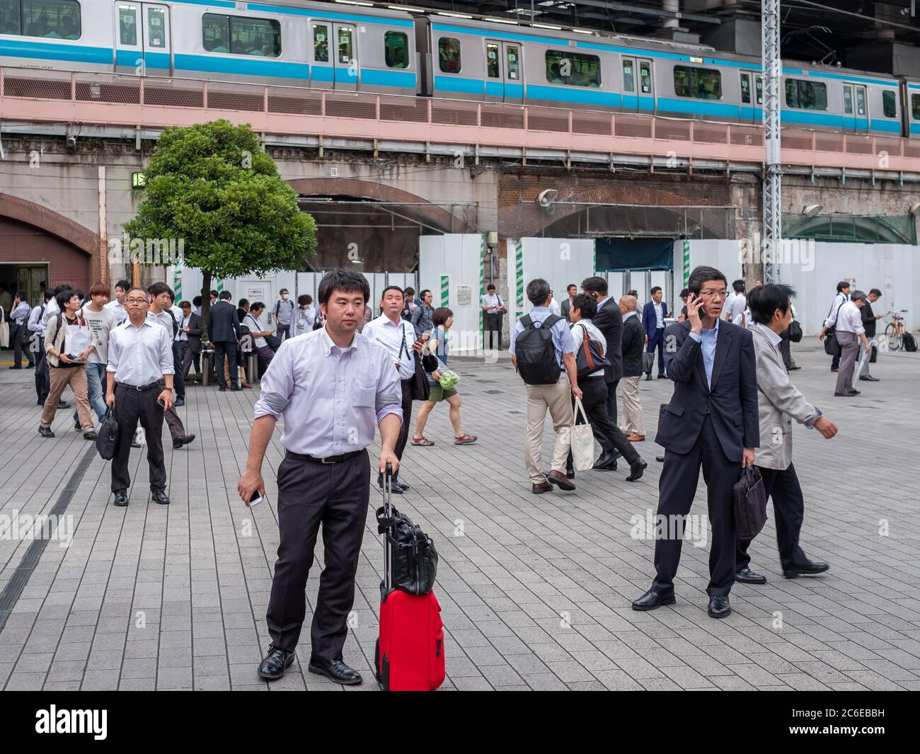 Crowd of office worker at Shimbashi Station, Tokyo, Japan after office ...