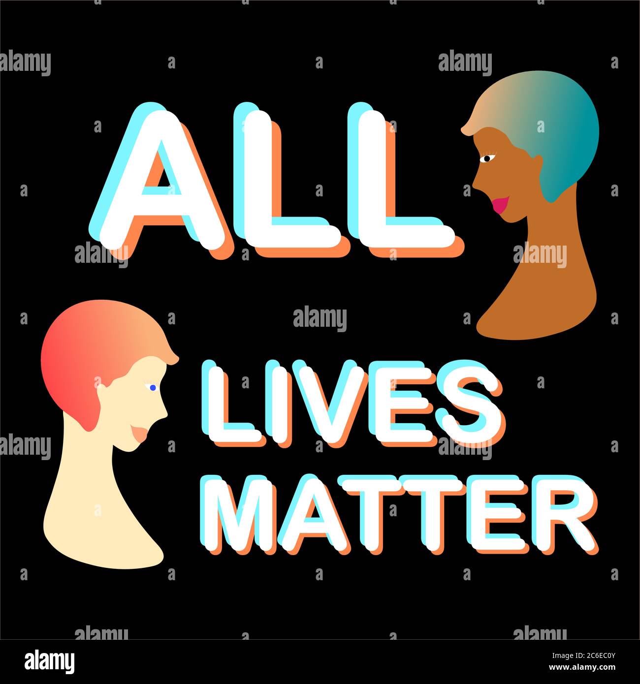 All lives matter text with a Girl. Human rights of black people. Vector ...