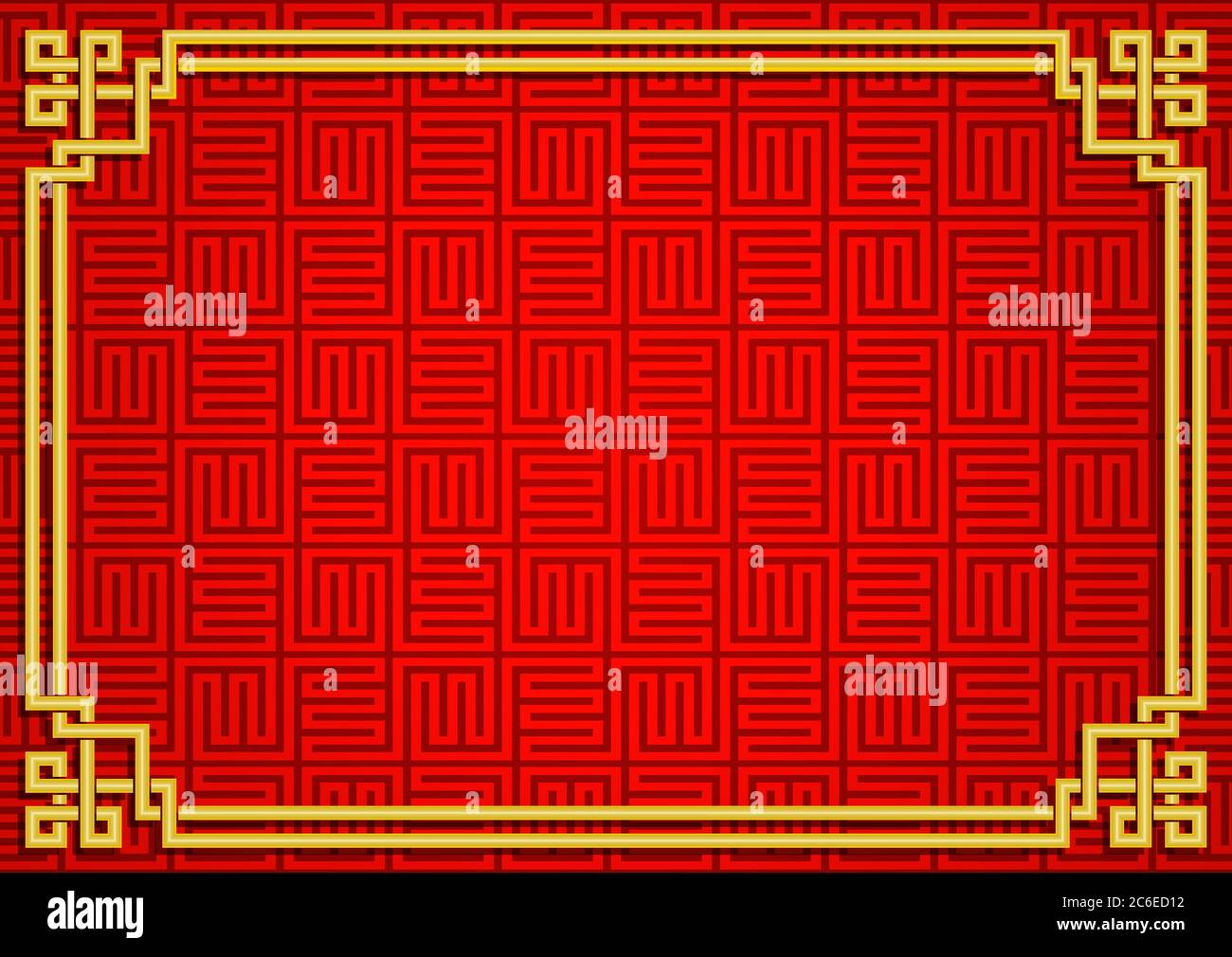 Chinese frame rectangular background. Gold weave on a red patterned ...