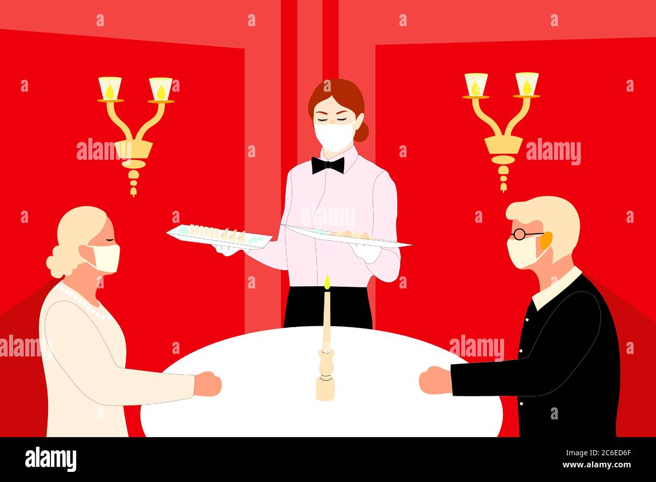 Waitress wearing a mask Stock Vector Images - Alamy