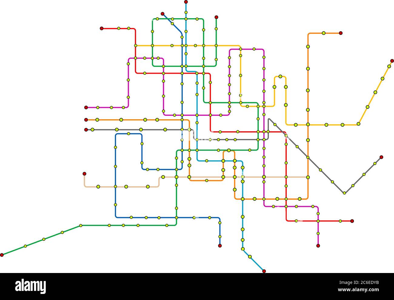 Fictional subway map, public transportation map, free copy space ...