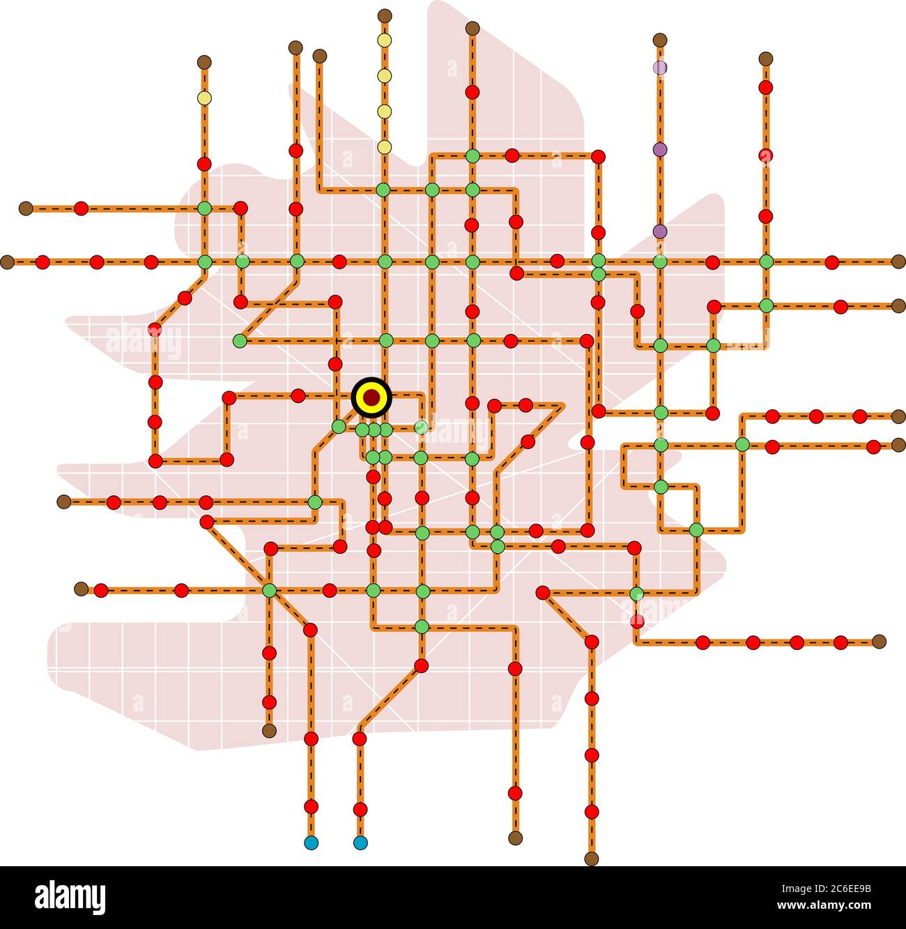Fictional subway map, public transport map, free copy space Stock ...