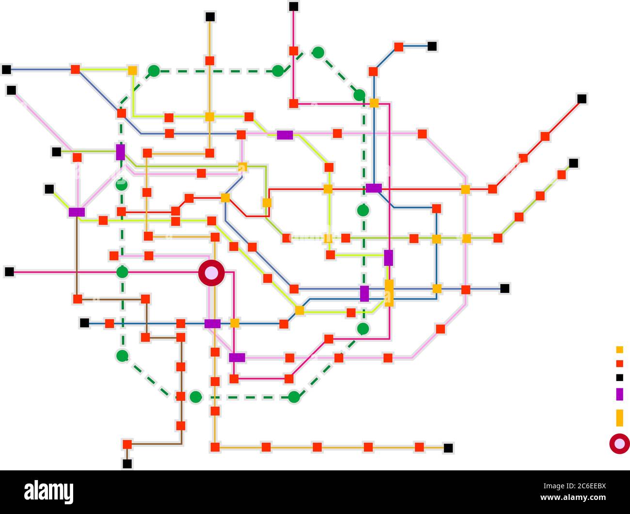 Fictional subway map, public transport map, free copy space Stock ...