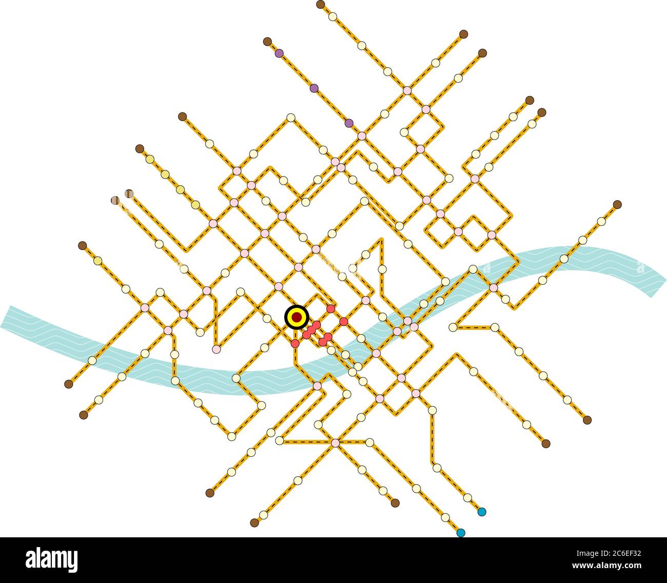Fictional subway map, public transport map, free copy space Stock ...