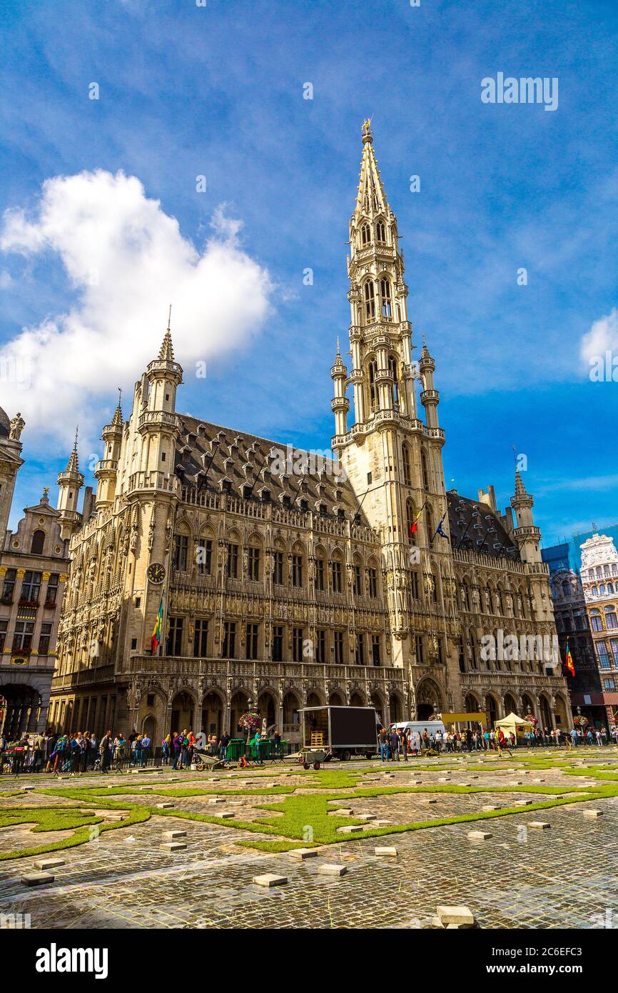 The Grand Place in a beautiful summer day in Brussels, Belgium Stock ...