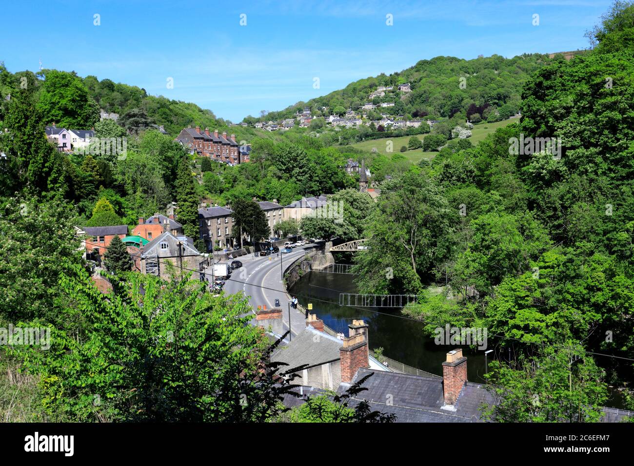 Overview of Matlock Bath on the river Derwent, Peak District National ...