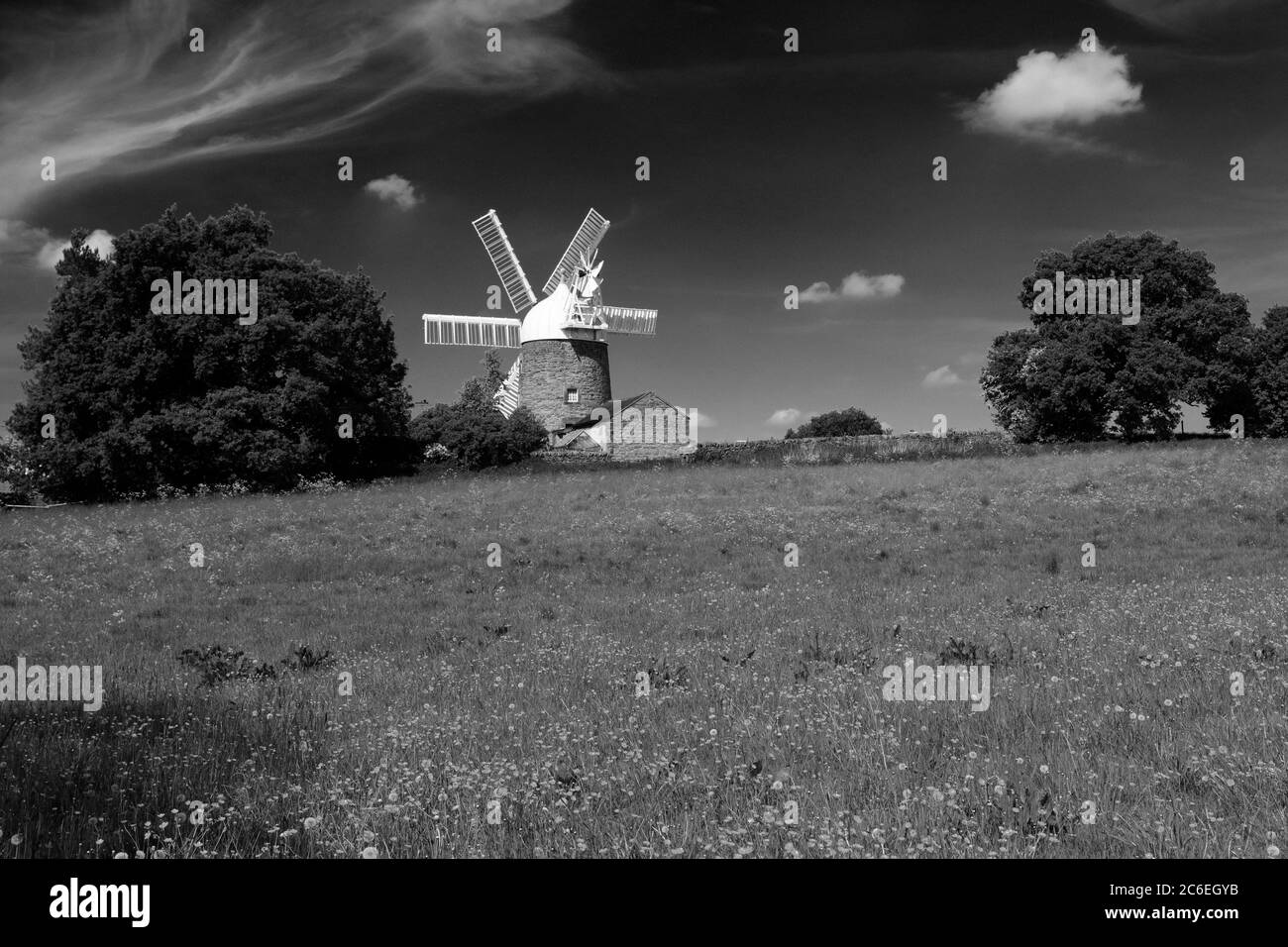 Summer view of Heage Windmill, Heage village, Derbyshire England UK ...