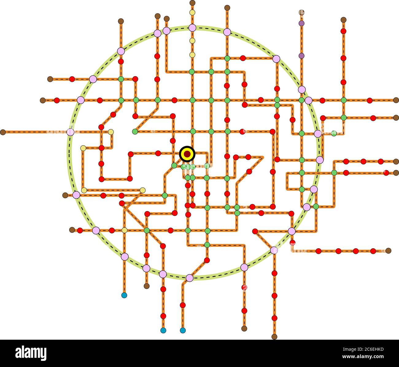Fictional subway map, public transport map, free copy space Stock ...