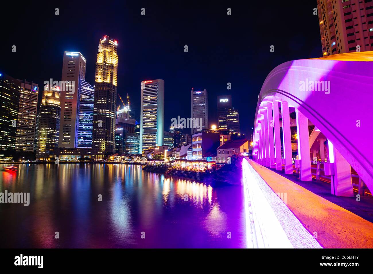 Singapore CBD Skyline at Night Stock Photo - Alamy