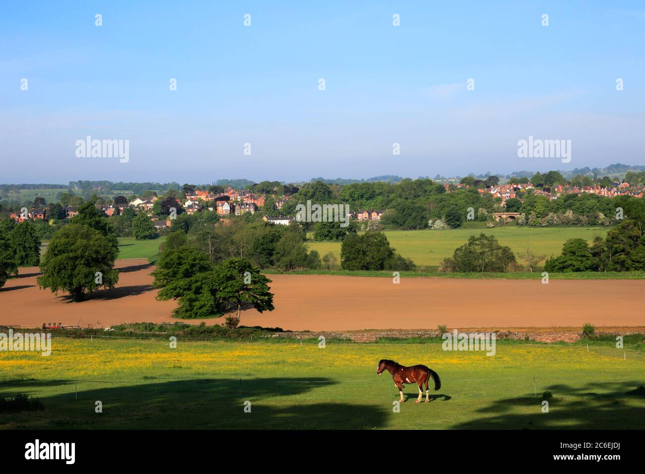 Summer view over the Amber Valley, Duffield village, Derbyshire ...