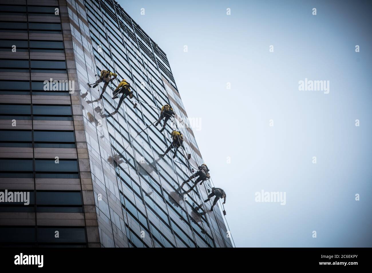 High Rise Window Washers in Singapore Stock Photo - Alamy