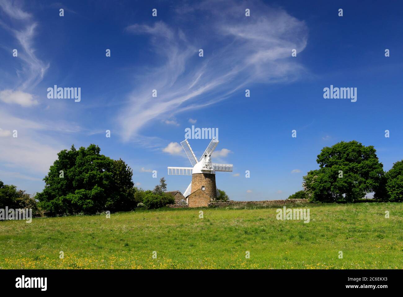 Summer view of Heage Windmill, Heage village, Derbyshire England UK ...