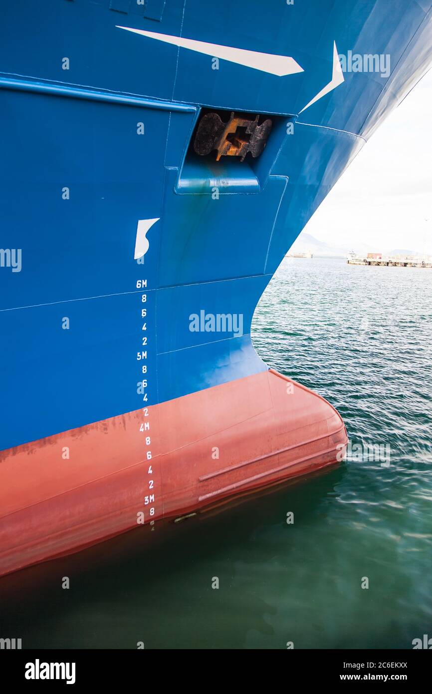 front view of a big ship in harbor Stock Photo - Alamy