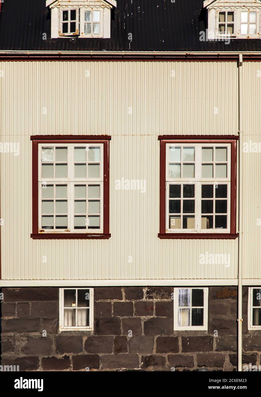 Vintage windows in Reykjavik Iceland Stock Photo - Alamy