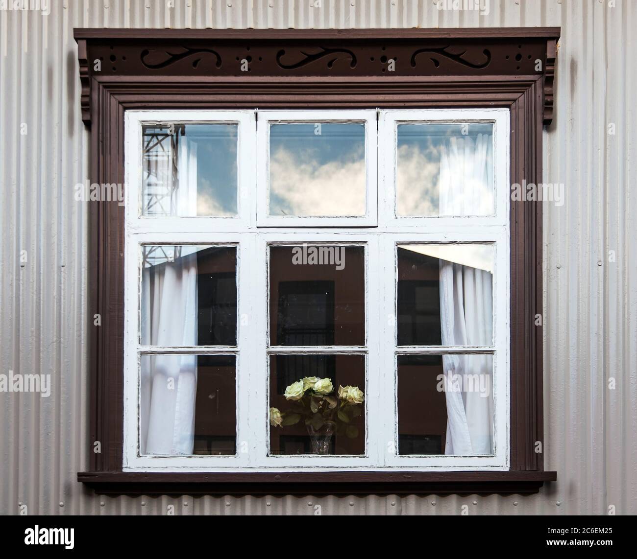 Vintage windows in Reykjavik Iceland Stock Photo - Alamy
