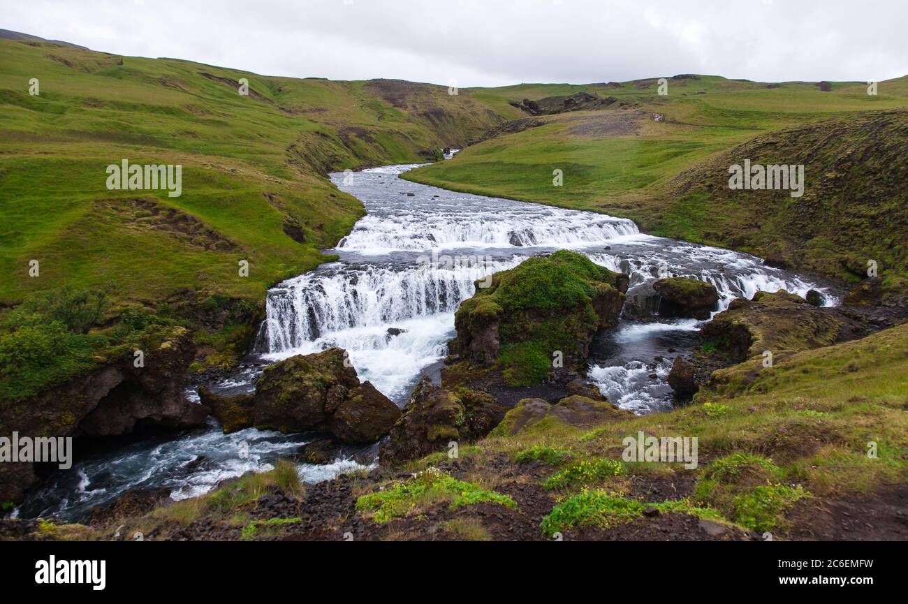 Iceland, Skogafoss waterfall in a rainy summer day Stock Photo - Alamy