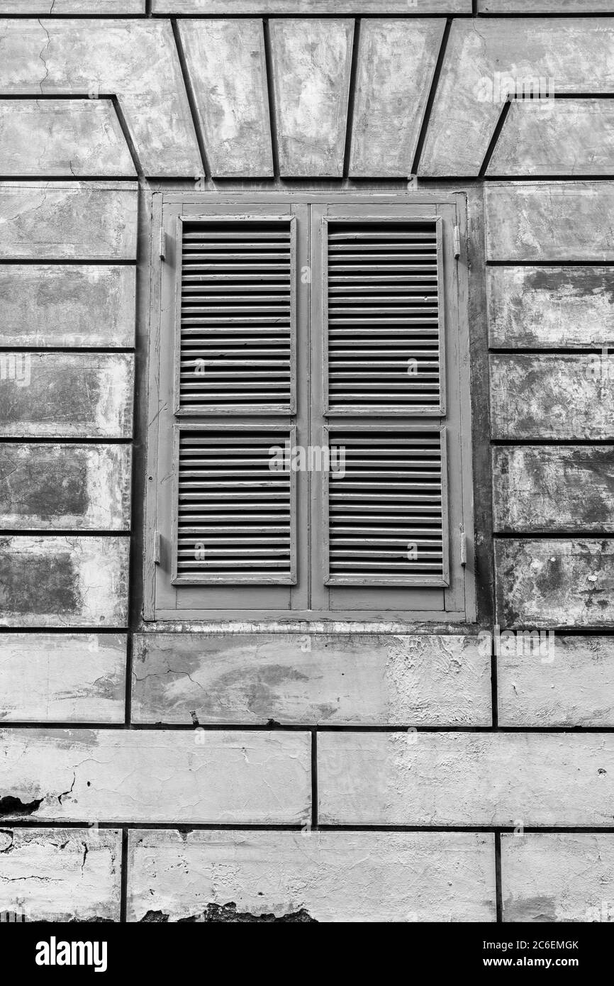 Shutter shuttered window Black and White Stock Photos & Images - Alamy