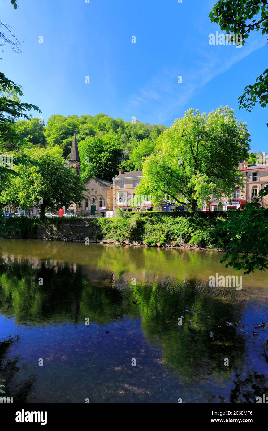 View of Matlock Bath on the river Derwent, Peak District National Park ...