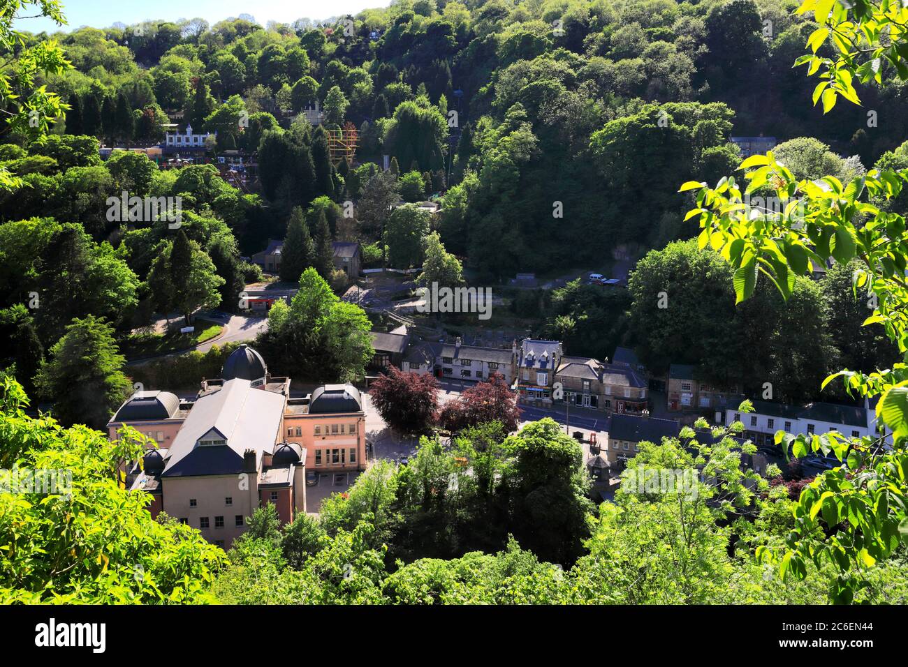 View of Matlock Bath on the river Derwent, Peak District National Park ...