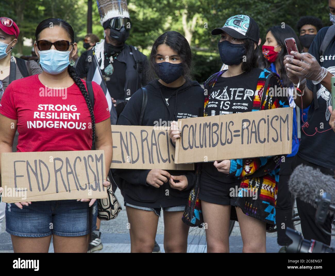 Rally of indigenous peoples at Columbus Circle in Manhattan asking the ...